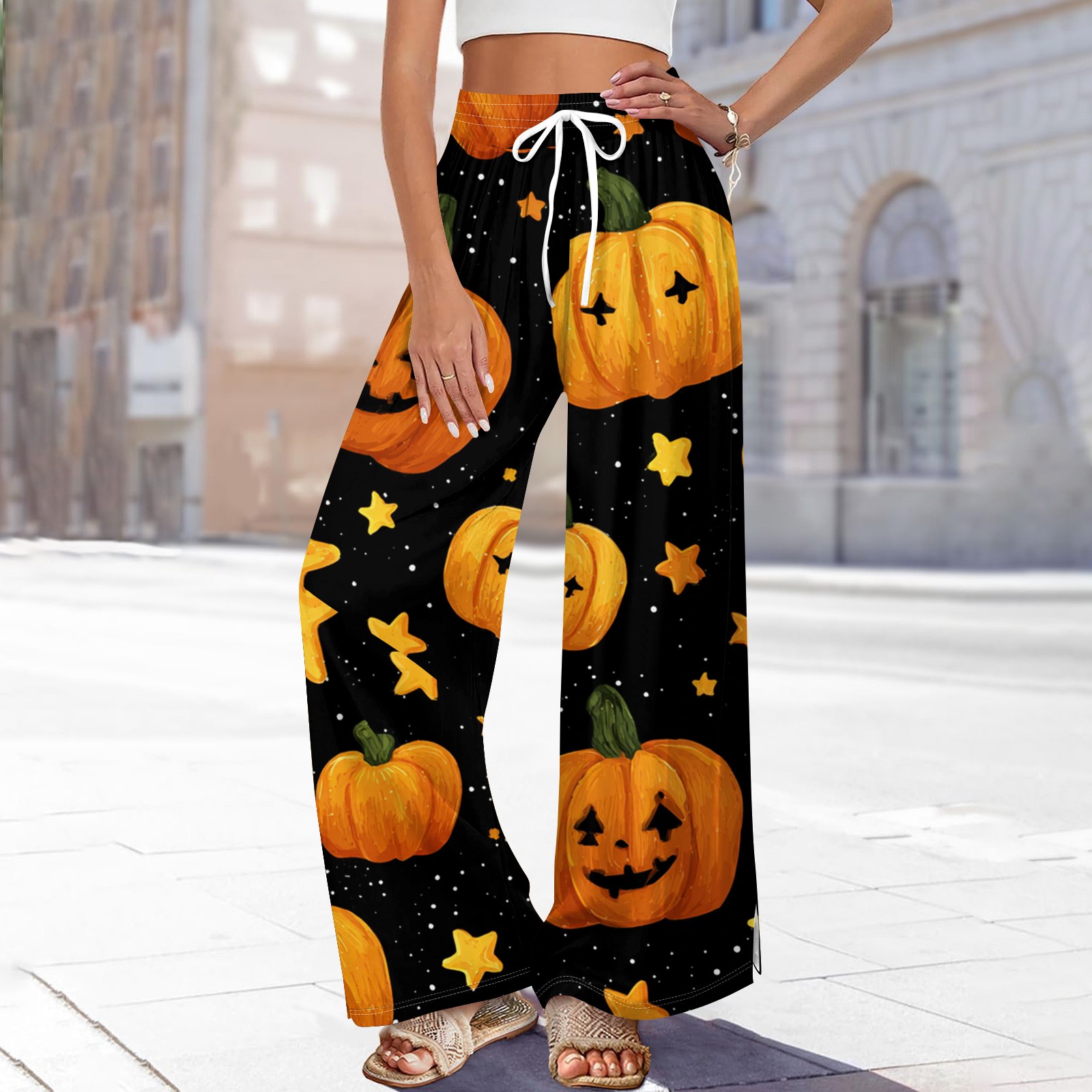 DORKASM Halloween Womens Pj Pants 2025 Wide Straight Leg Winter Pajama ...