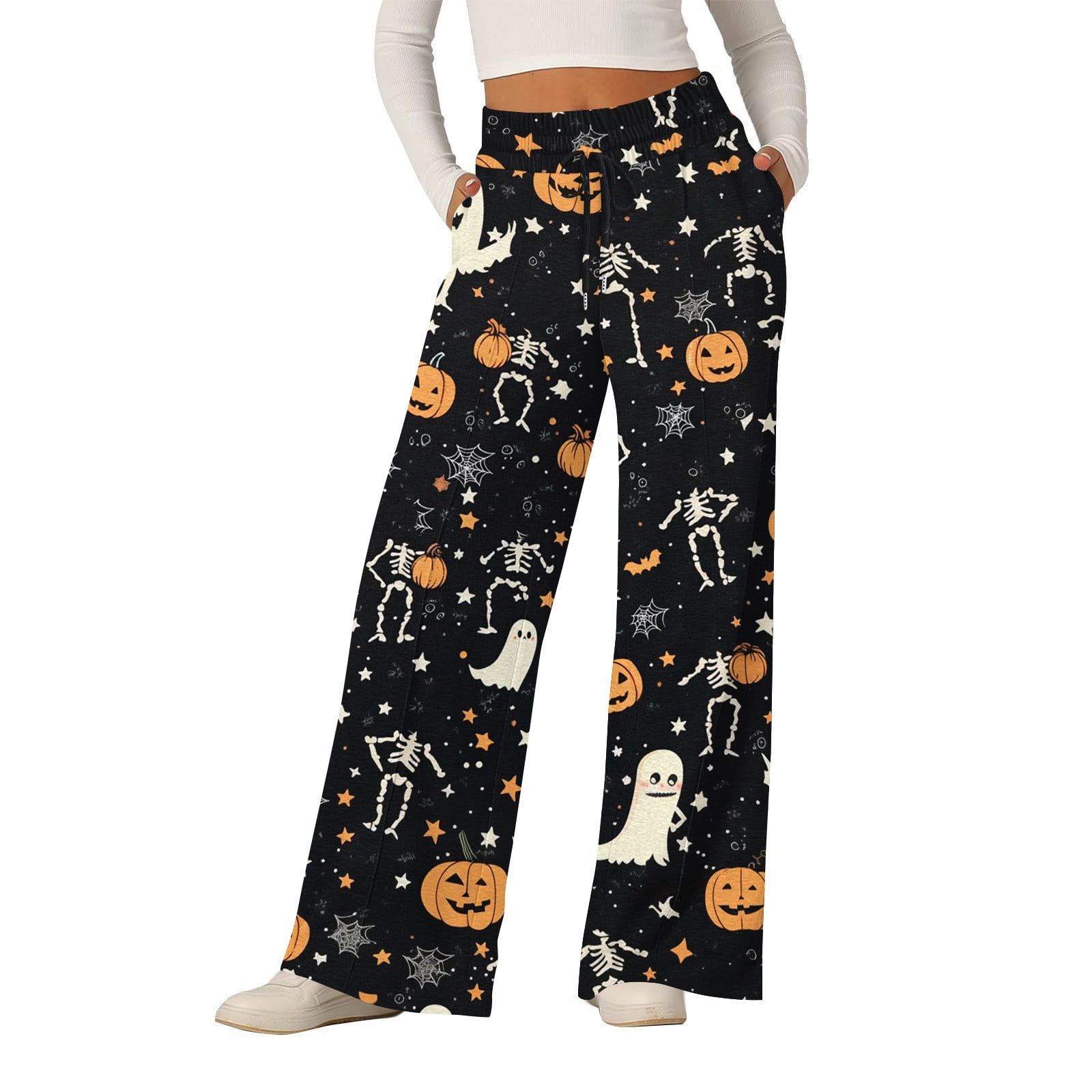 DORKASM Halloween Womens Pj Pants Spooky Loose 2025 Pajama Pants High ...