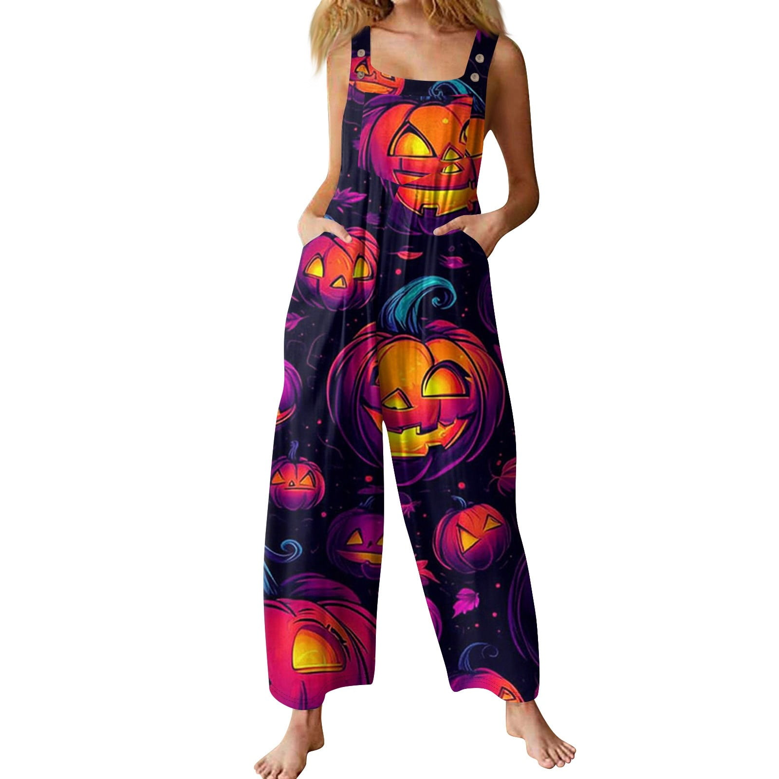 DORKASM Halloween Womens Pj Romper Fall Square Neck Easy Pajama ...