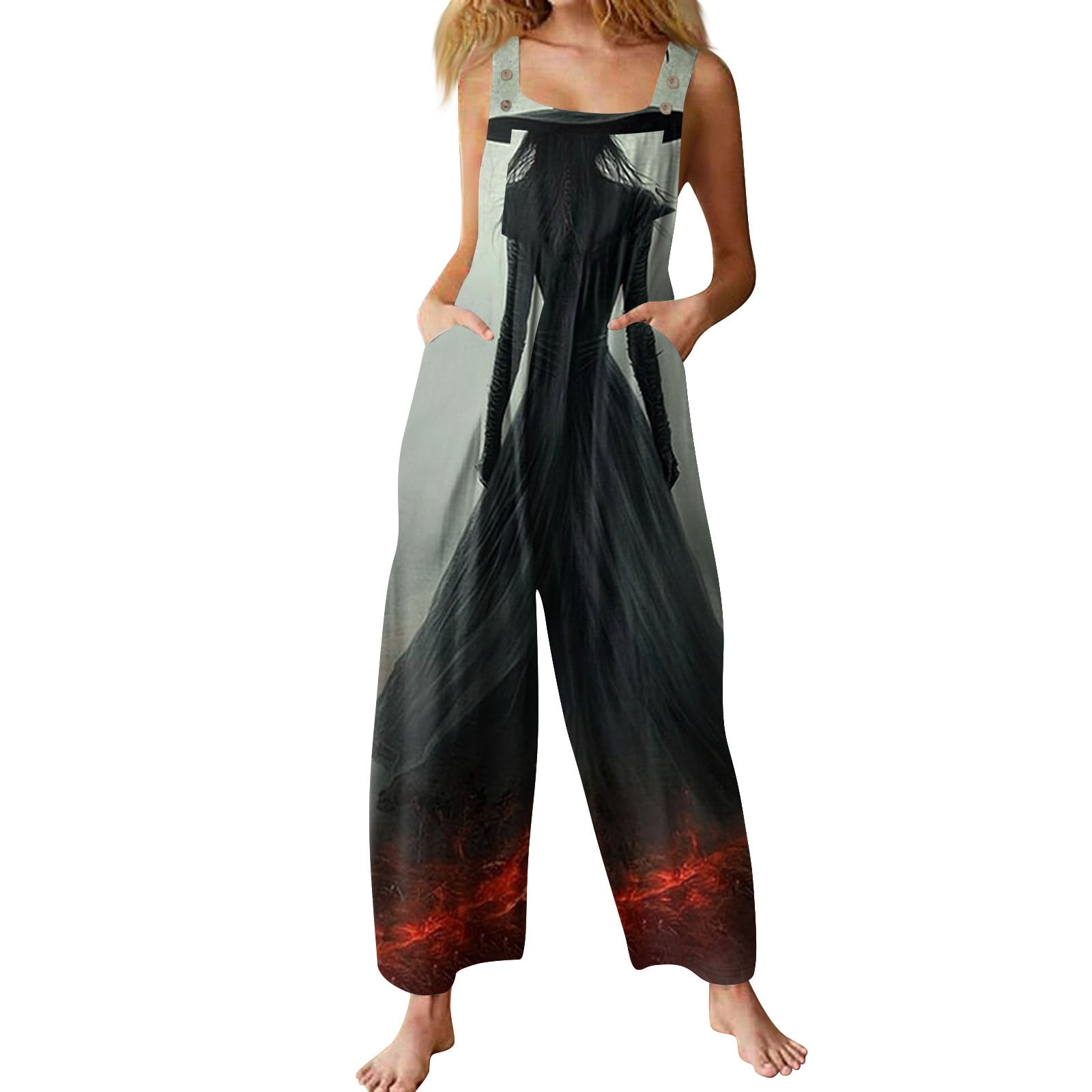 DORKASM Halloween Womens Pj Romper Fun Square Neck Spooky Pajama ...