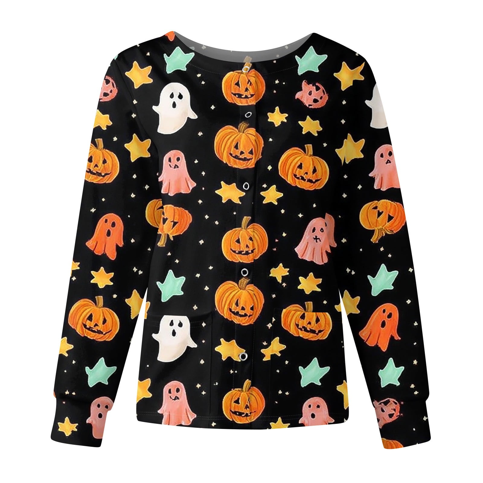 DORKASM Halloween Womens Scrub Jackets Henley Skull Fall Winter de Crew ...