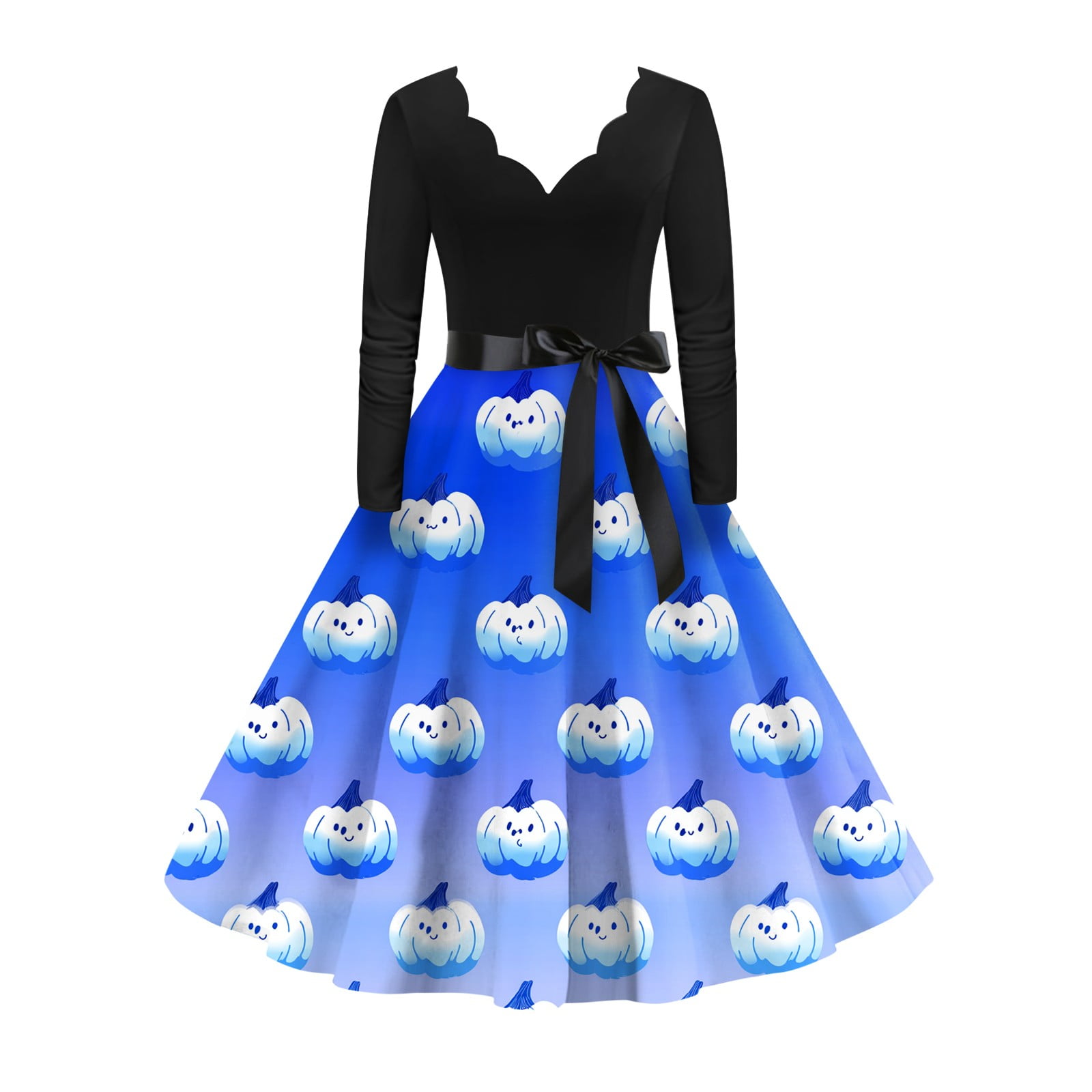 DORKASM Halloween Womens Vintage Sundress 1950s Ghost 2025 Long Sleeve ...