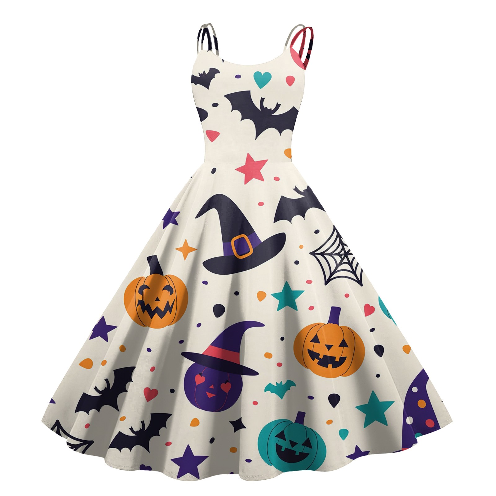 DORKASM Halloween Womens Vintage Sundress Plus Size Bat Cute Graphic ...