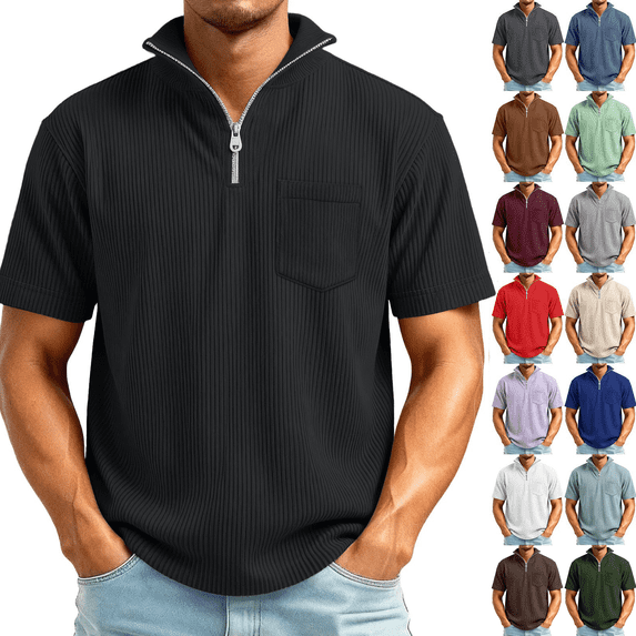 DORKASM Henley Shirts for Men Short Sleeve Quarter Zip Beach Tshirt ...