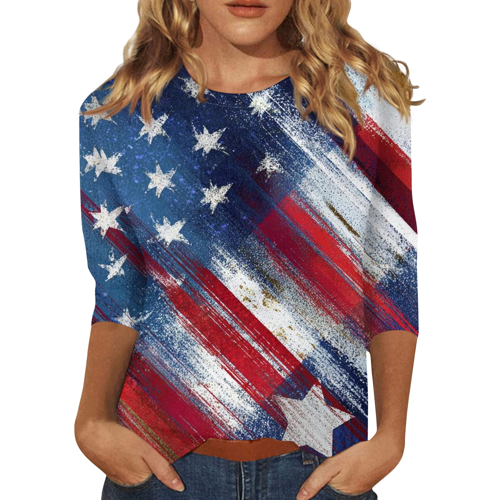 DORKASM Independence Day Freedom Tops 3/4 Sleeve Patriotic 250th ...
