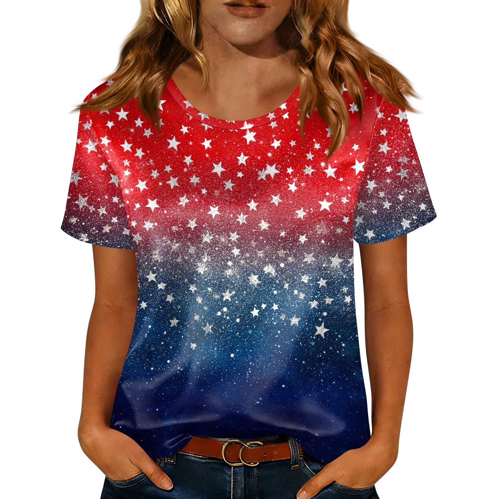 DORKASM Independence Day Freedom Tops Short Sleeve Patriotic Red White ...