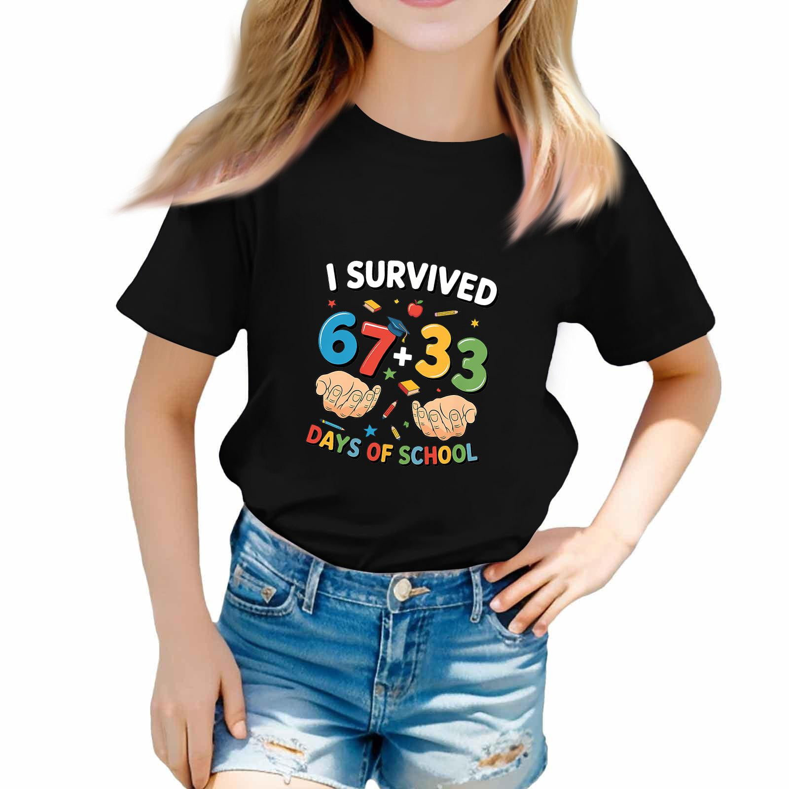 DORKASM Kids 'I Survived 67+33 Days of School' Graphic Tee: 100 Days ...