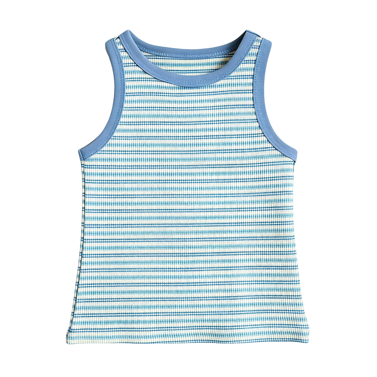 DORKASM Kids Striped Rib Knit Sleeveless Tank Top: Casual Crew Neck ...