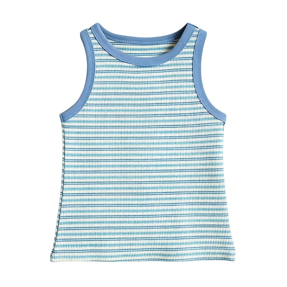 DORKASM Kids Striped Rib Knit Sleeveless Tank Top: Casual Crew Neck ...