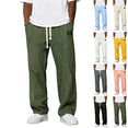 DORKASM Linen Pants Men Straight Leg Lightweight Comfy Solid Color ...