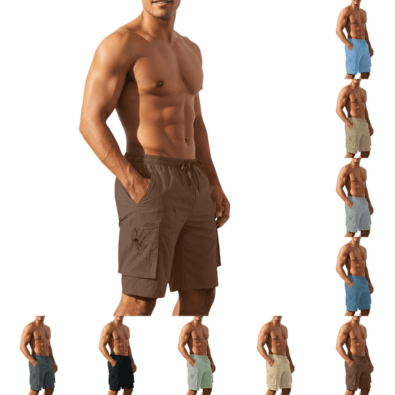 DORKASM Men Cargo Shorts Drawstring Loose Fit Elastic Waist Hiking ...