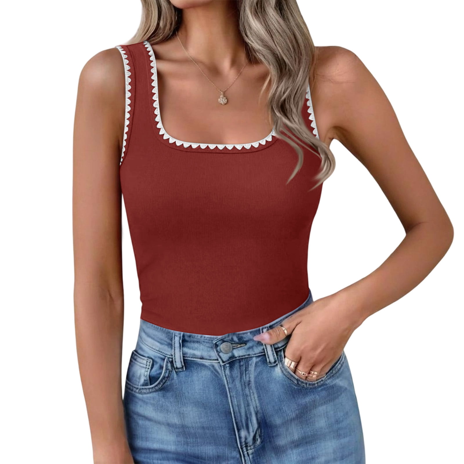 DORKASM Tank Tops for Women Sleeveless Loose Breathable T-Shirts Square ...