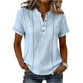DORKASM Womens Linen Tops Short Sleeve Stand Collar Business Tunic Tops ...