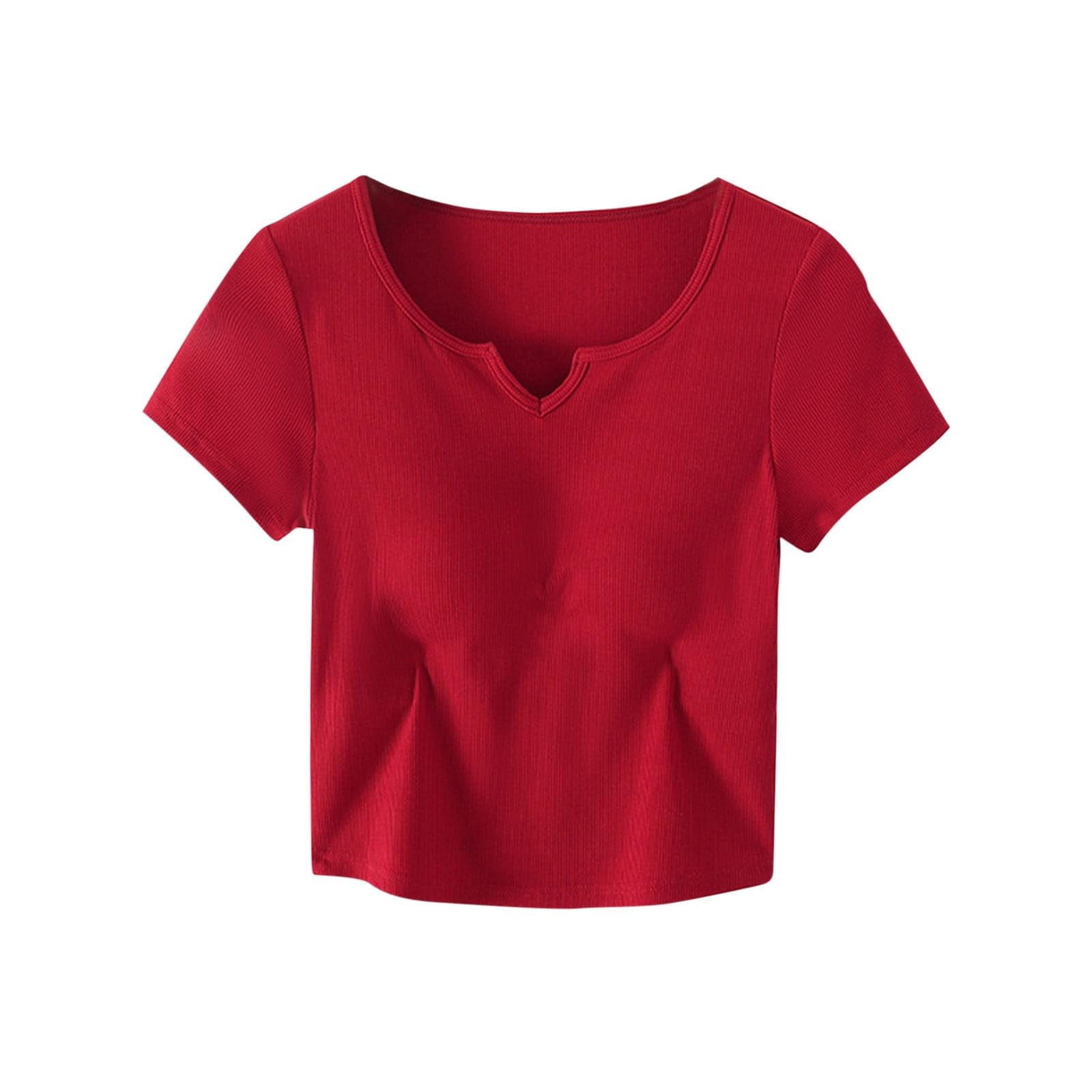 DORKASM Womens Short Sleeve Shirts with Built in Bra V Neck -Shirts ...