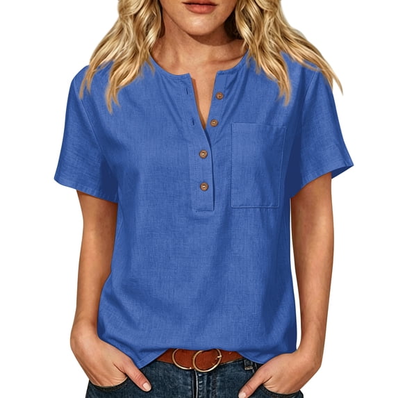 DORKASM Workout Tops for Women Button Down Beach Short Sleeve Tees V ...
