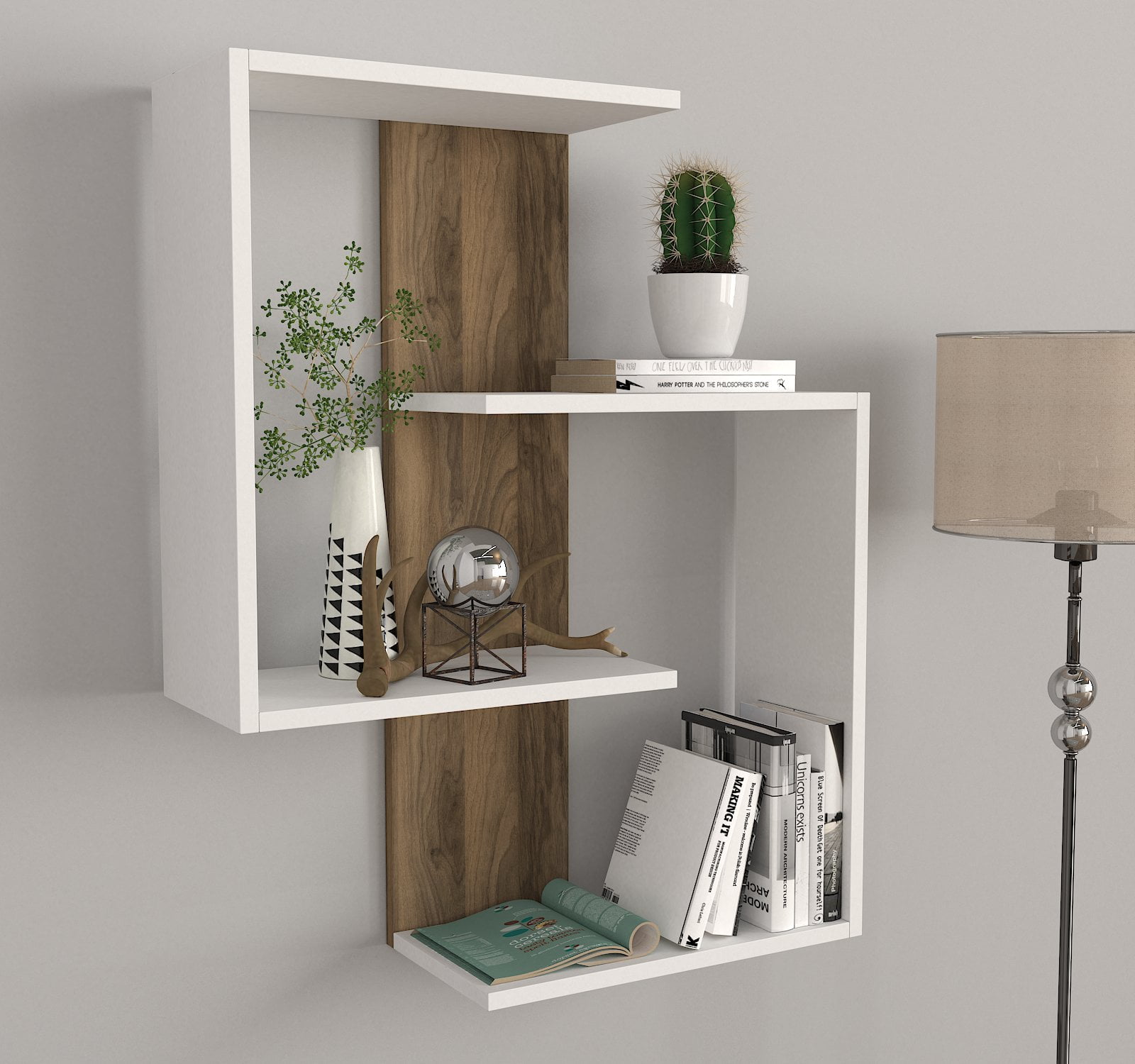 DORPEK, Wall Mounted Wall Shelf, 4- Tier Floating Shelf, Rectangular ...