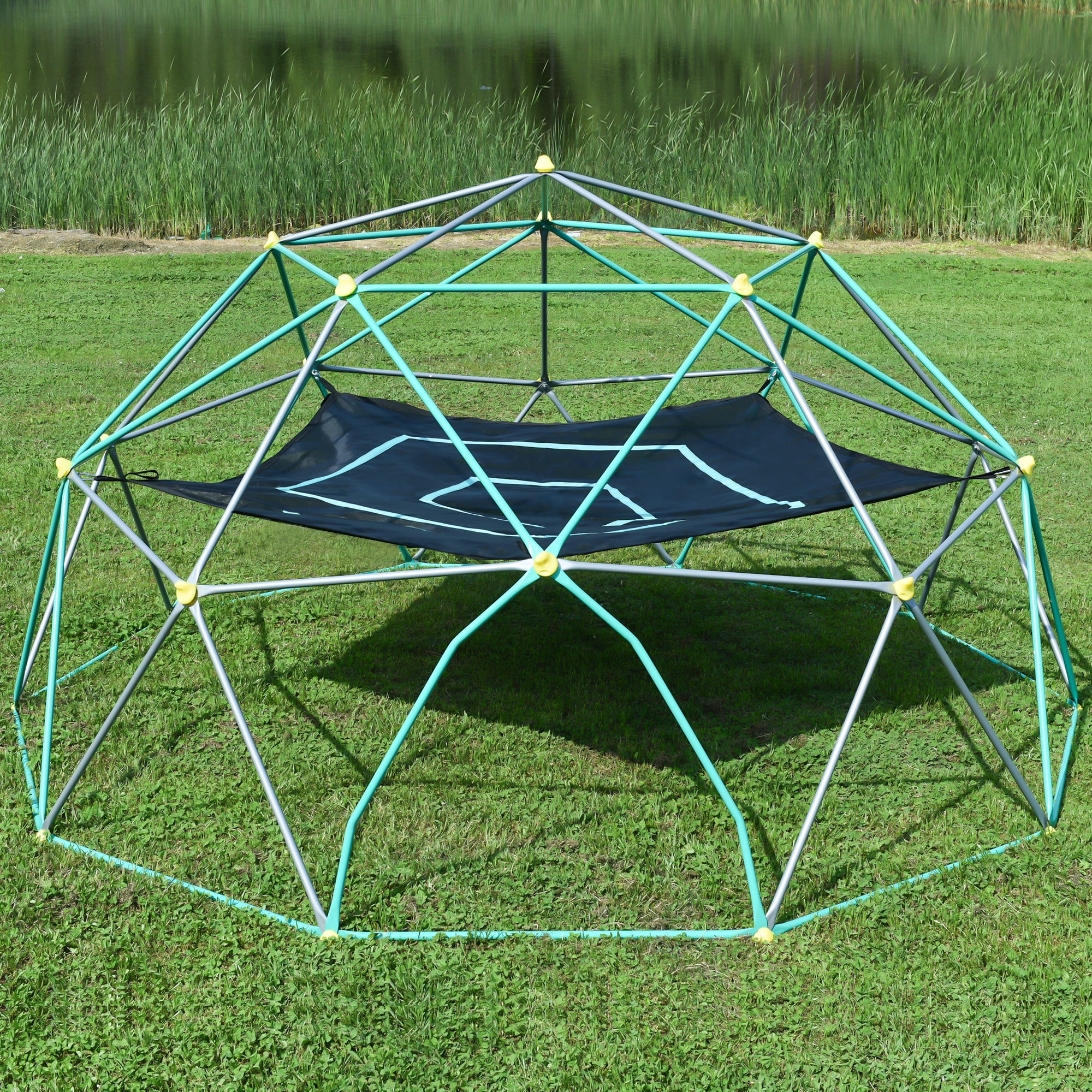 DORROM 13ft Geometric Dome Climber with Hammock, Kids Junglegym Play ...