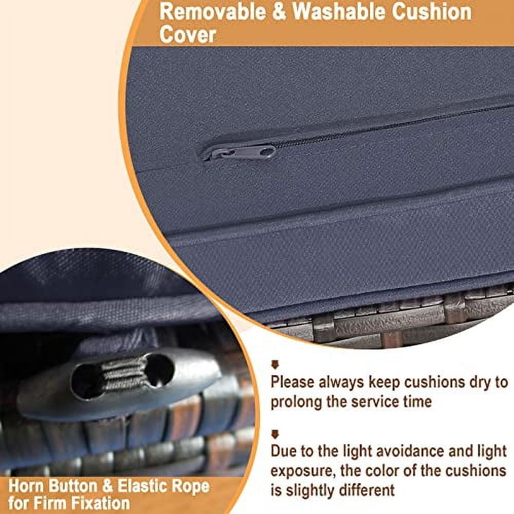 DORTALA 2 Pieces Patio Wicker Ottomans, Outdoor PE Rattan Side Table ...