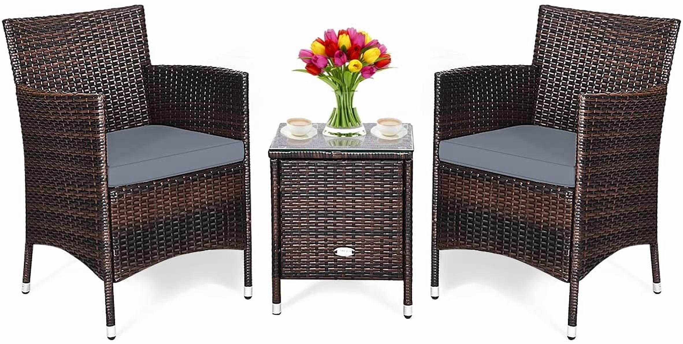 DORTALA 3 Piece Patio Furniture Set, Outdoor Rattan Conversation Set ...