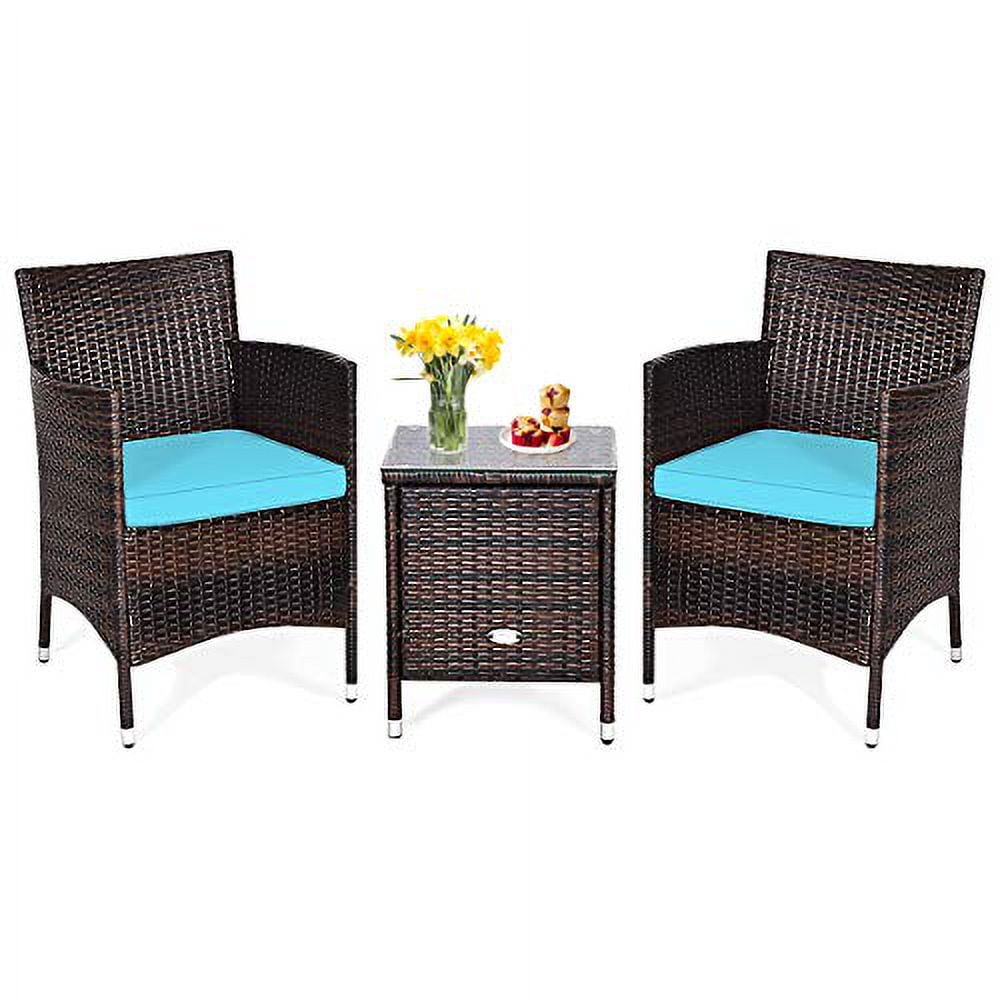 DORTALA 3 Piece Patio Furniture Set, Outdoor Rattan Conversation Set ...