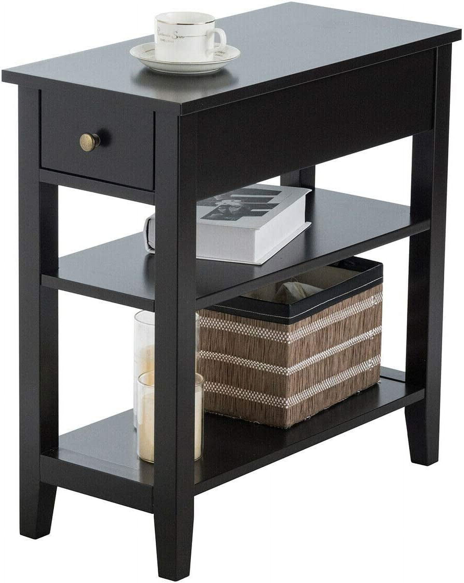 DORTALA 3-Tier End Table with Drawer Side Table with One Drawer and ...