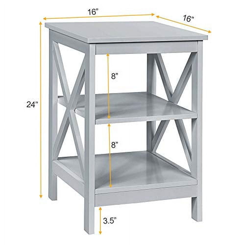 DORTALA 3-Tier Nightstand Side Table, X-Design End Table Sofa Bed Side ...