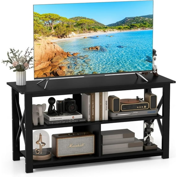 DORTALA 3-Tier TV Stand for TV up to 55", Farmhouse Entertainment ...