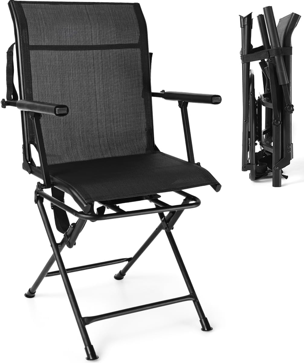 DORTALA 360 Degree Swivel Hunting Blind Chair, Portable Swivel Blind ...