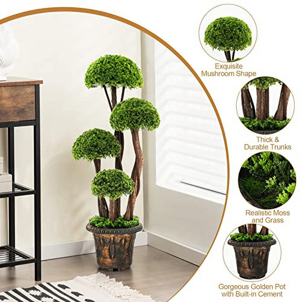 DORTALA 3FT Artificial Cypress Topiary Tree, Tall Ball Fake Boxwood ...