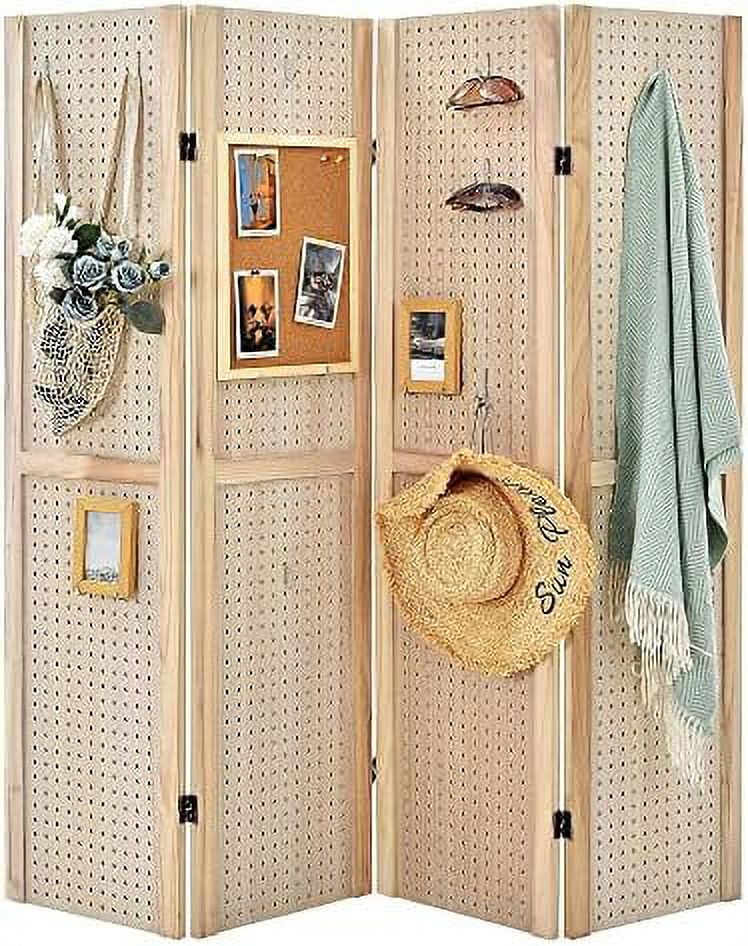 DORTALA 4-Panel Pegboard Display Divider for Room Separation, 5FT Tall ...
