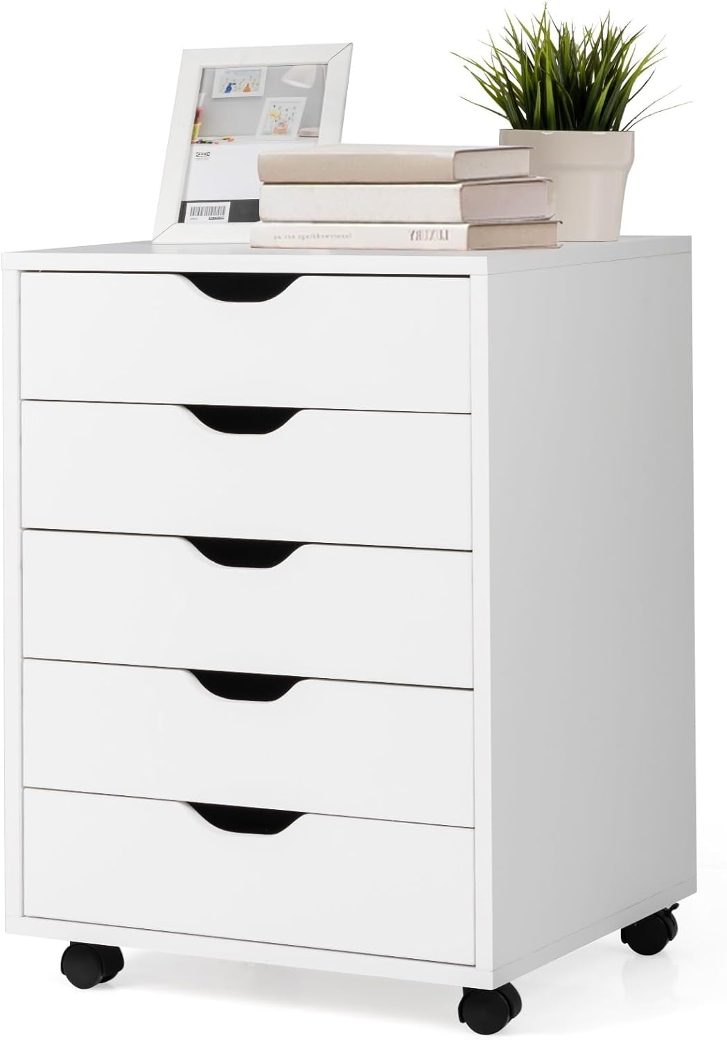 DORTALA 6 Drawer Chest File Cabinet with Wheels, Versatile Mobile Under ...