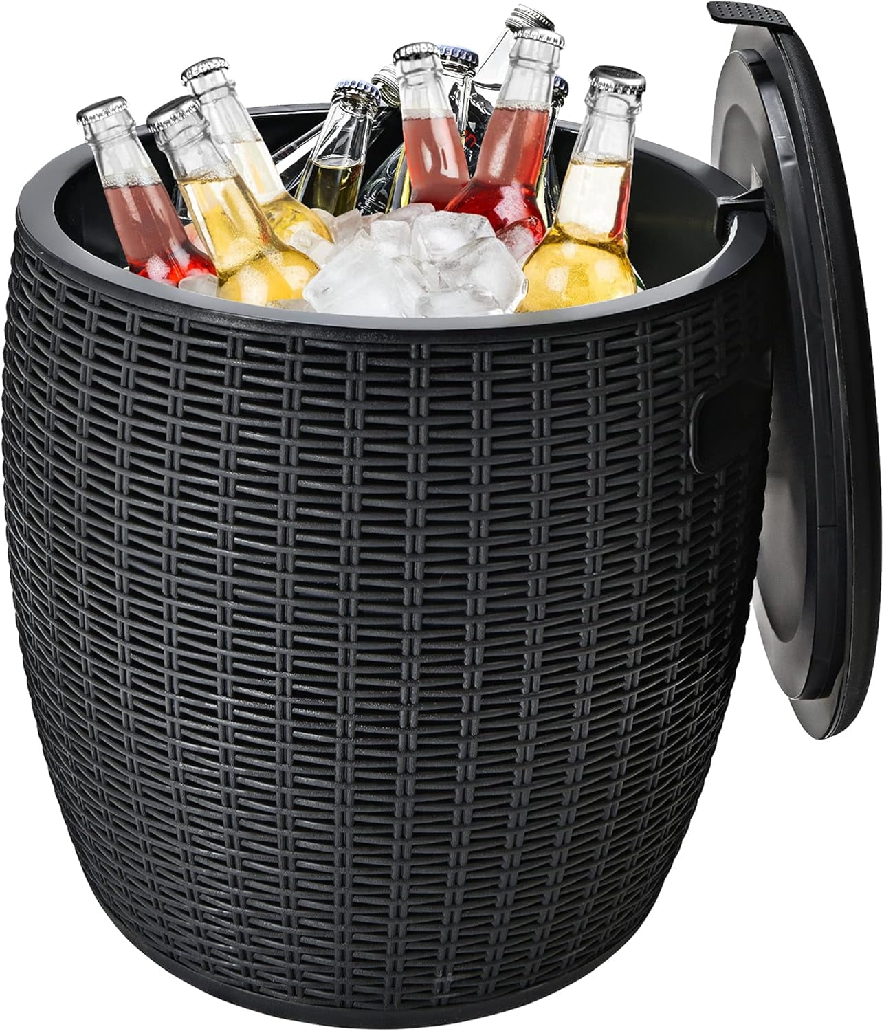 DORTALA 9.5 Gal Patio Cool Bar Bucket, All-Weather PP Rattan Beer ...