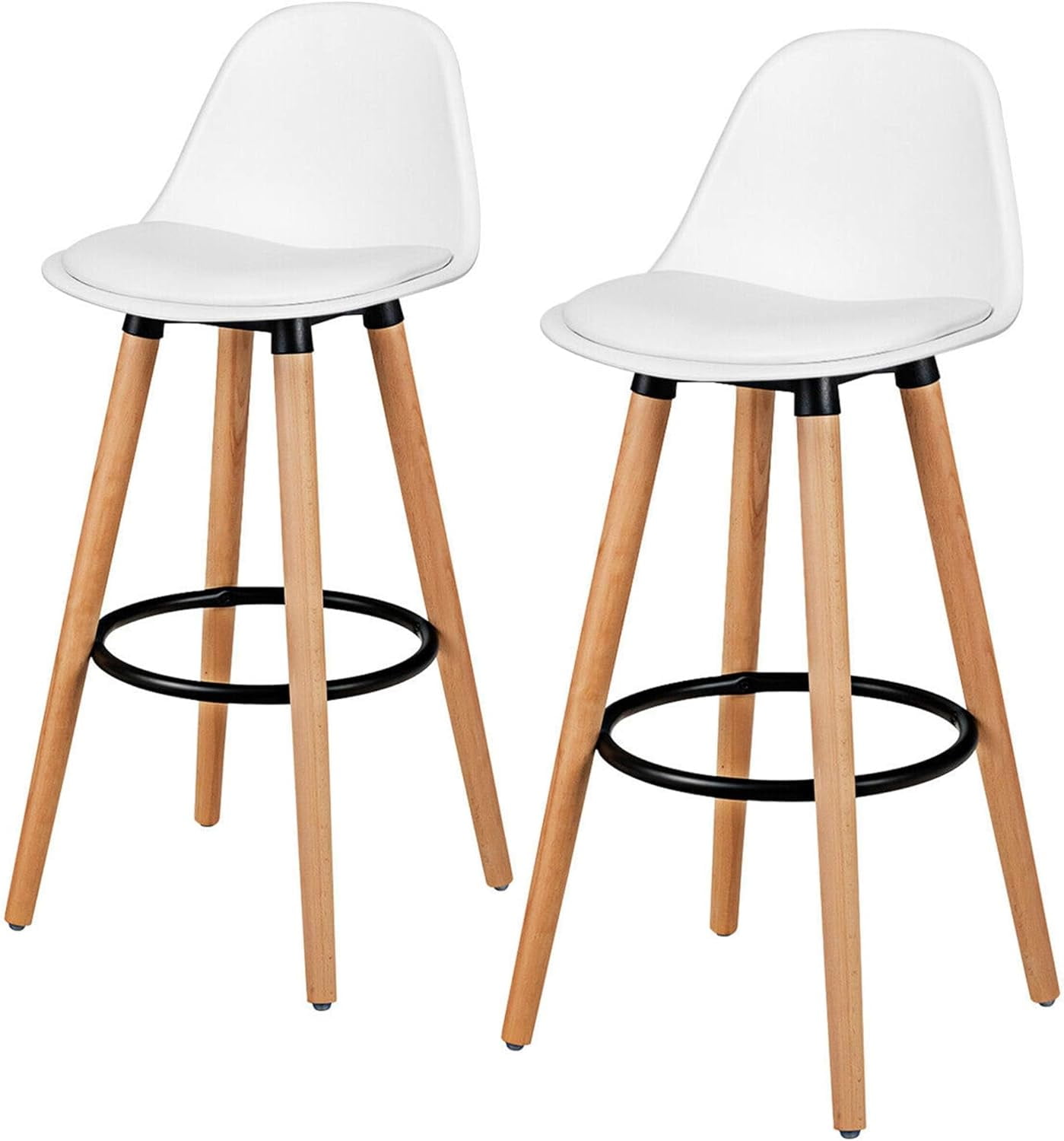 DORTALA Bar Stools Set of 2, Modern Armless Kitchen Island Stool w/Soft ...