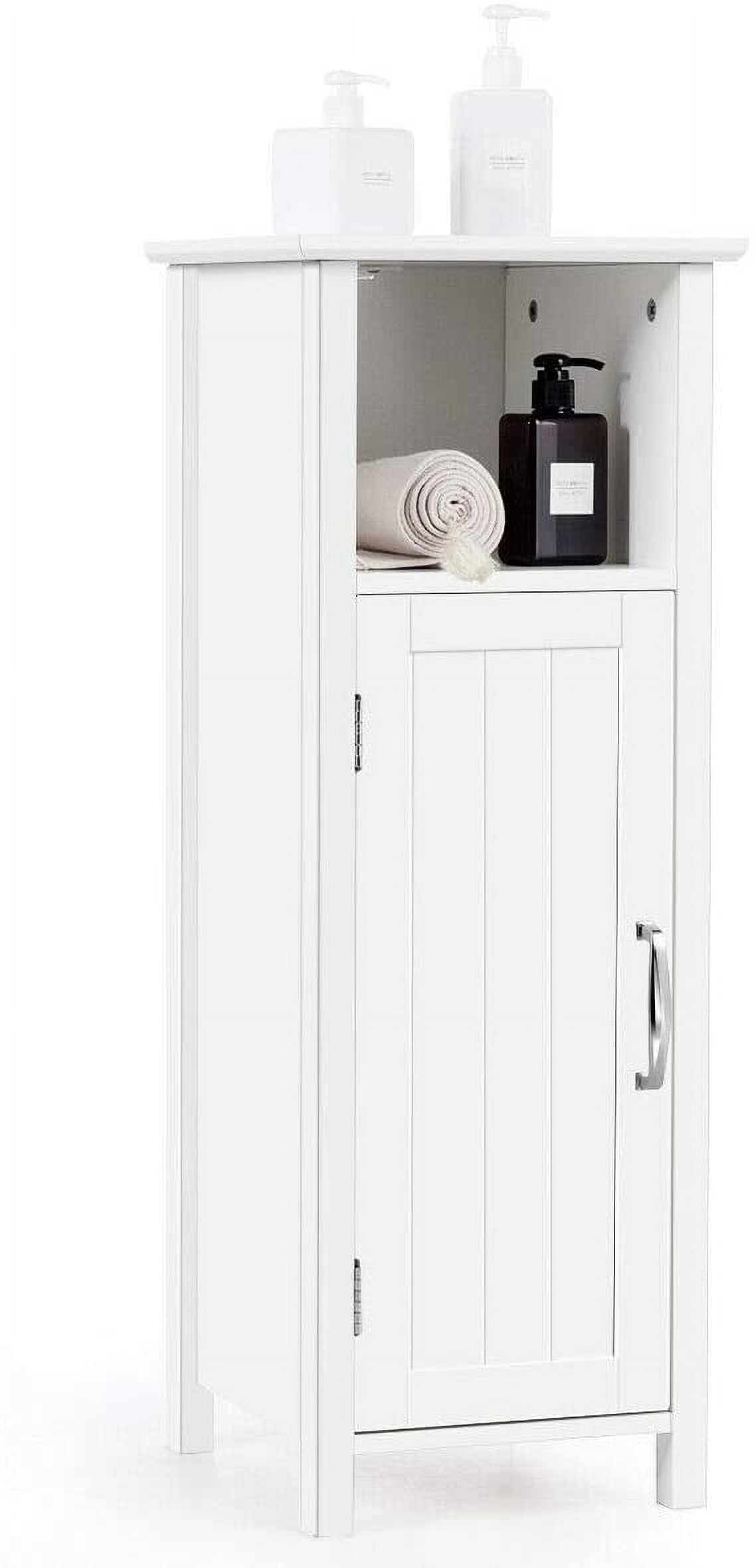 DORTALA Bathroom Floor Storage Cabinet w/Single Door Adjustable Shelf ...