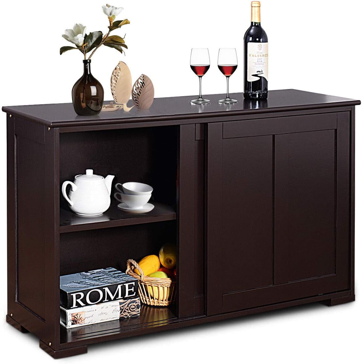 DORTALA Buffet Sideboard Cabinet, Wood Kitchen Storage Cabinet Cupboard ...