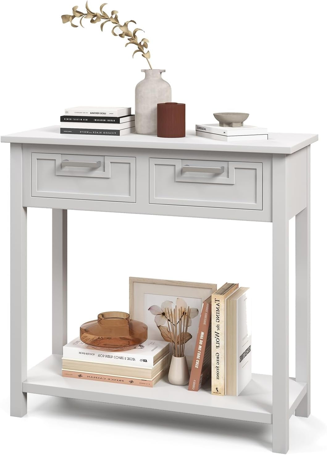 DORTALA Console Table, Sofa Table with 2 Drawers and Bottom Shelf, 110 ...