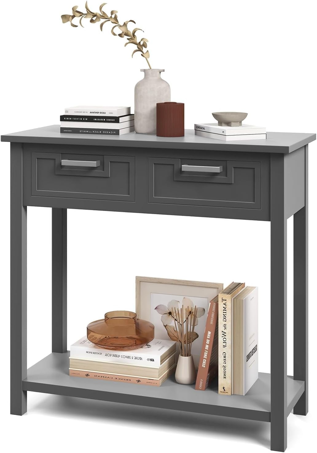 DORTALA Console Table – Sofa Table with Drawers and Bottom Shelf ...