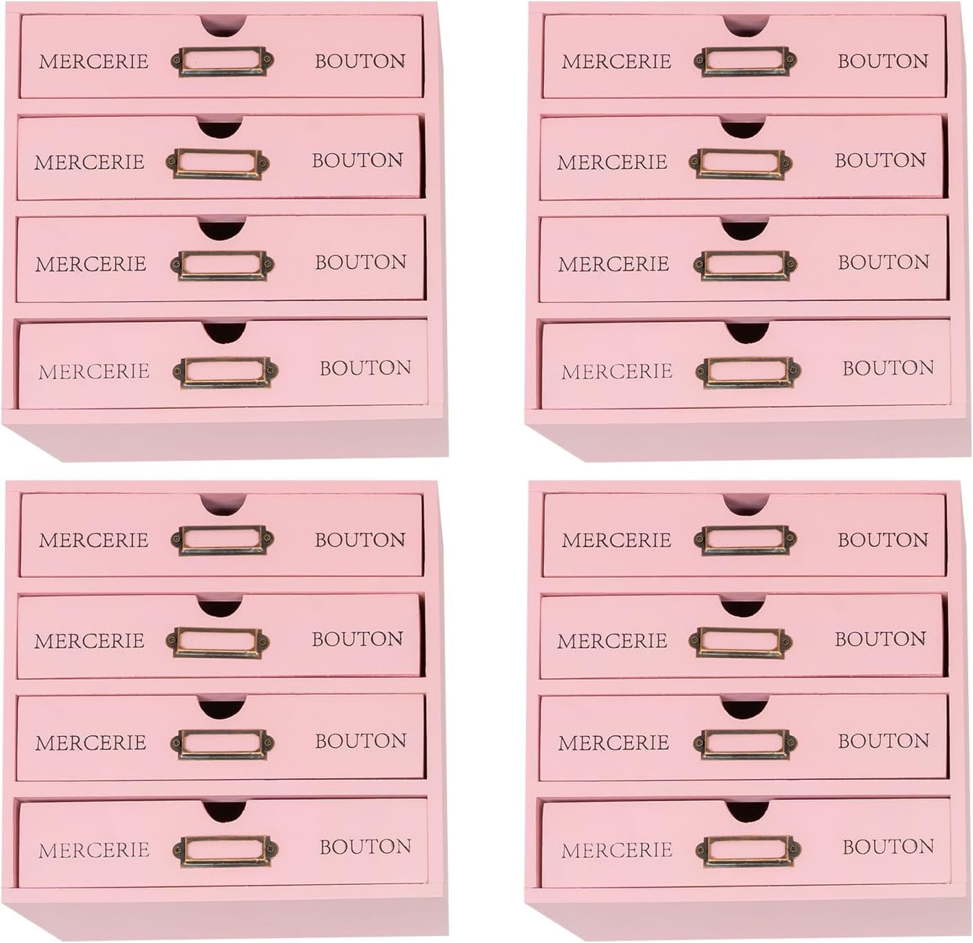 16-Drawer Wooden Storage Box, 4-Slot Wooden Desk Drawer Unit,Filing ...