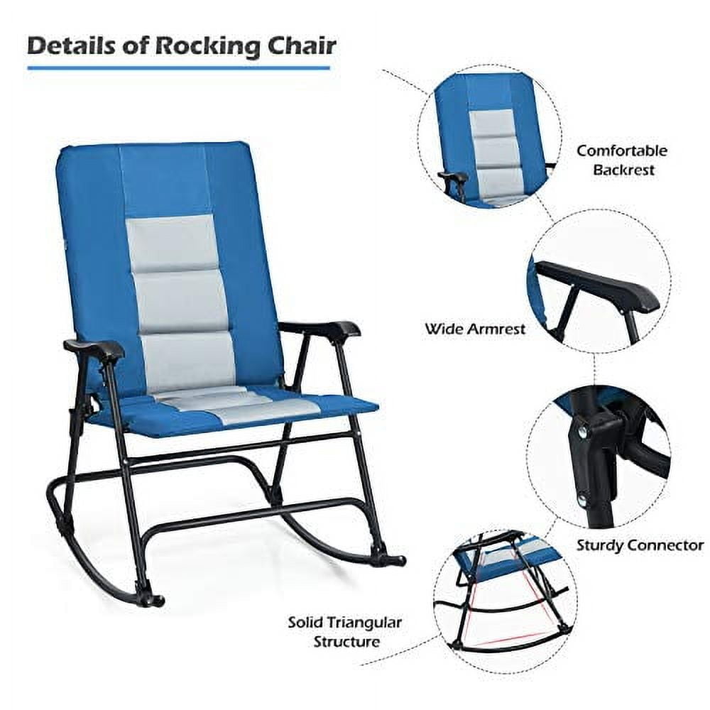 DORTALA Foldable Rocking Chair, Oversized Camping Rocking Chair w/High ...