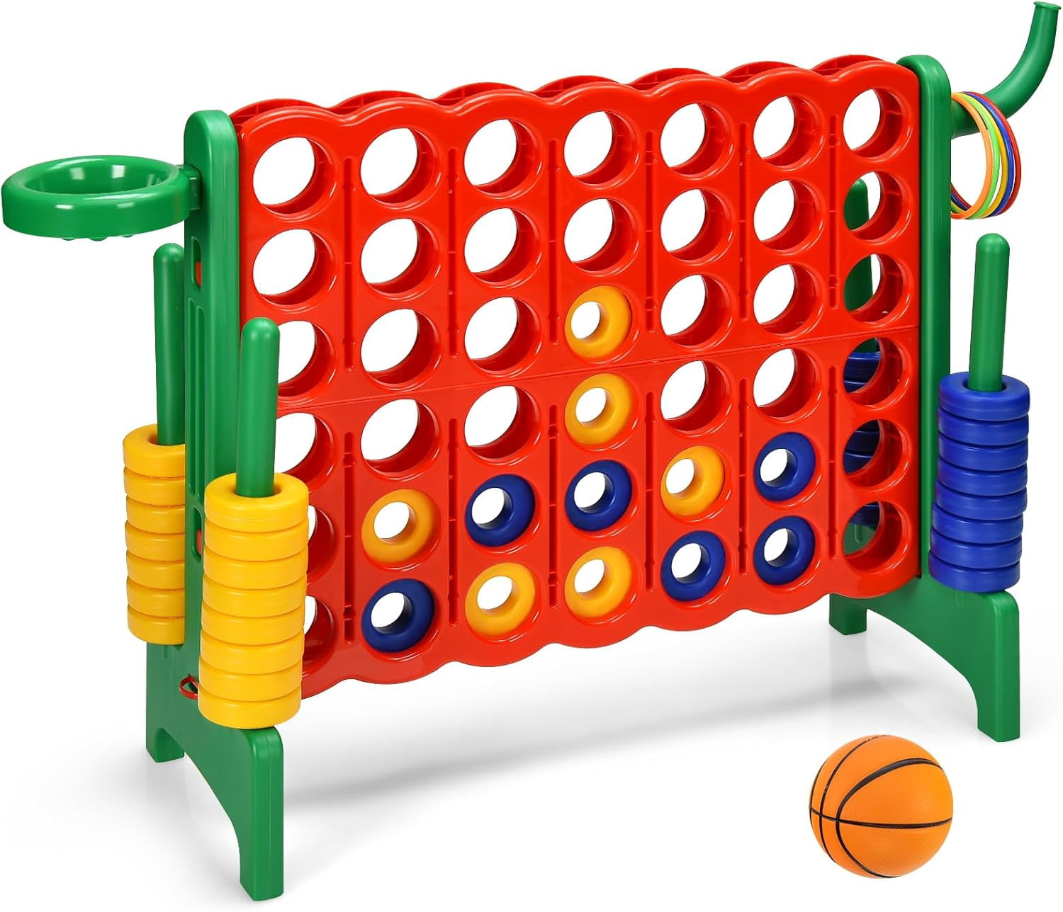 DORTALA Giant 4-in-A-Row, Plastic Jumbo Connect Game Set w/42 Jumbo ...