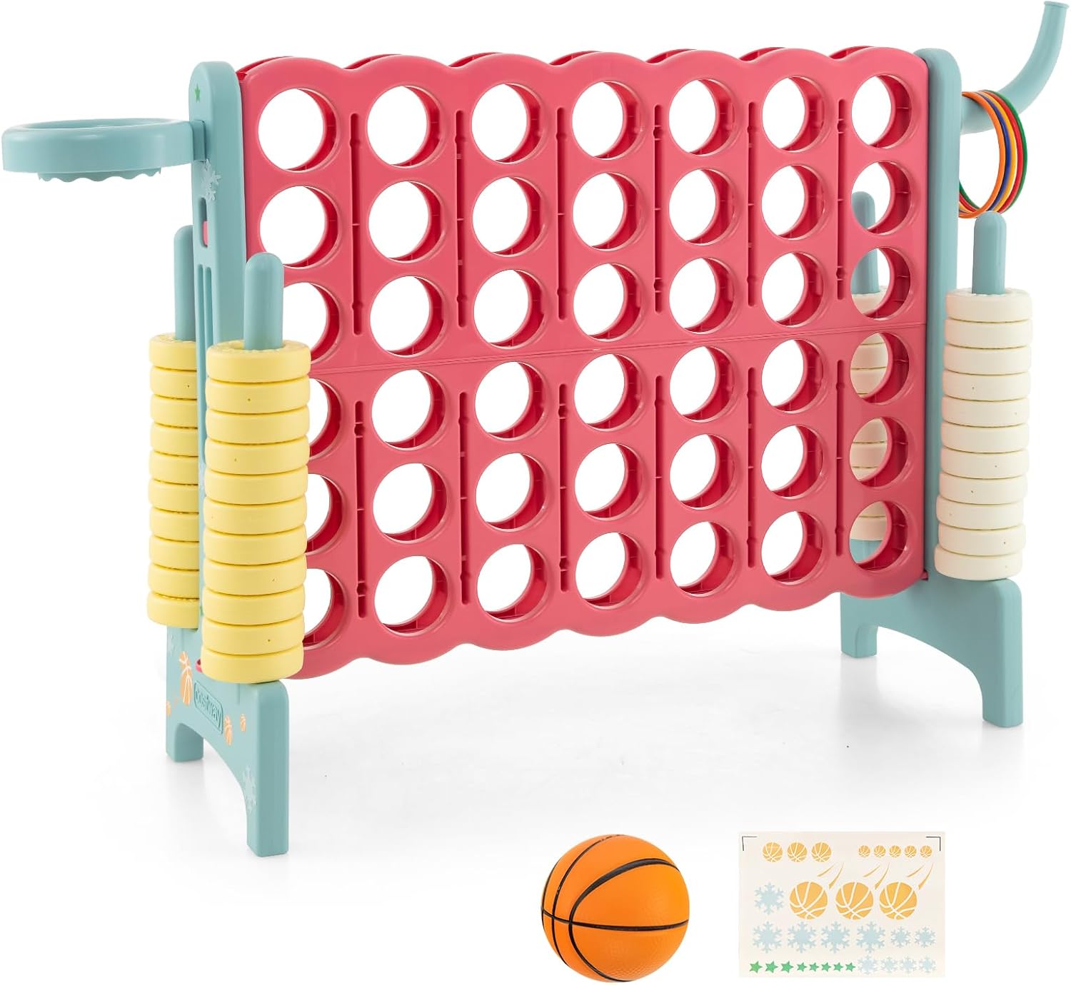 DORTALA Giant 4-in-A-Row, Plastic Jumbo Connect Game Set w/42 Jumbo ...