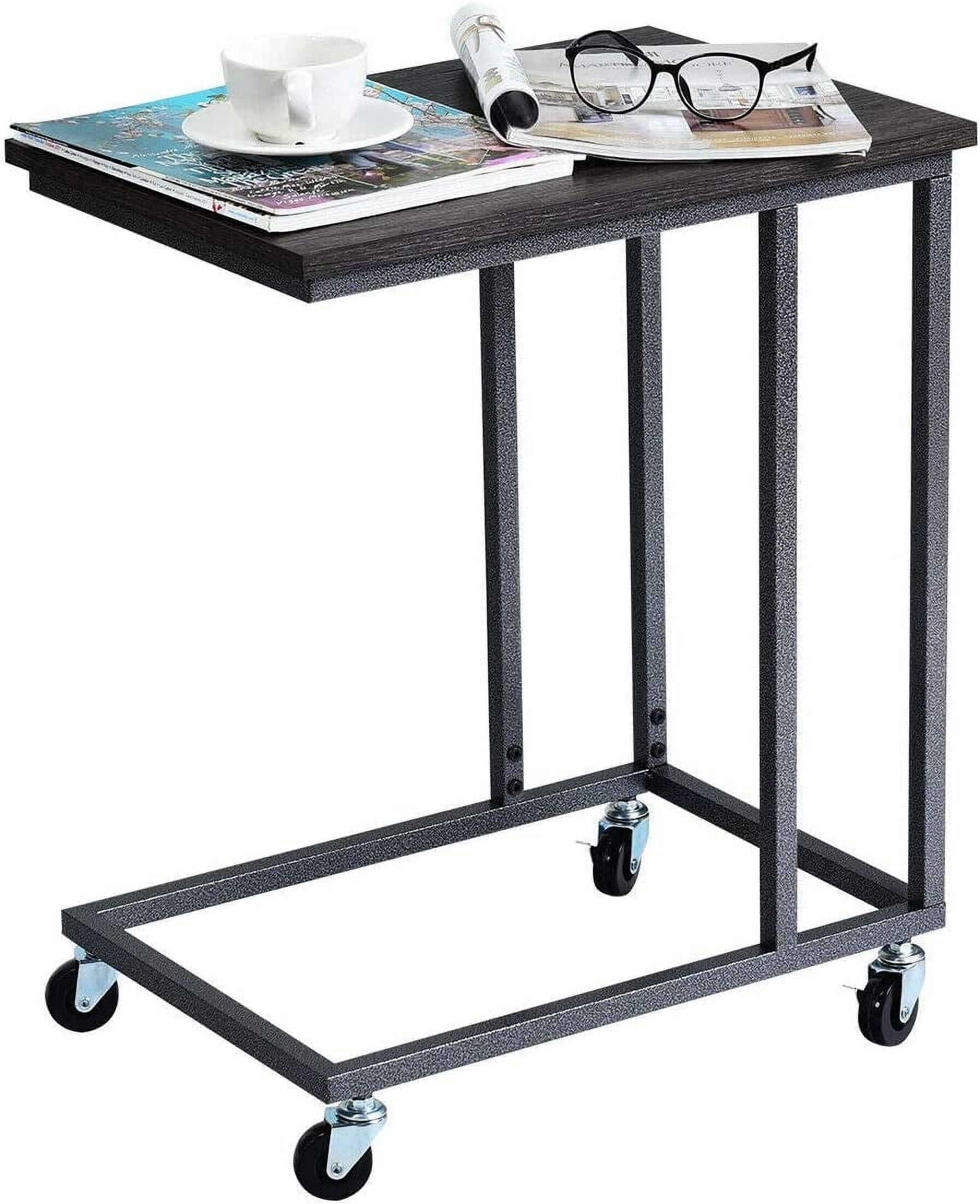 DORTALA Mobile Sofa Side Table, Movable Rustic Coffee End Table for ...