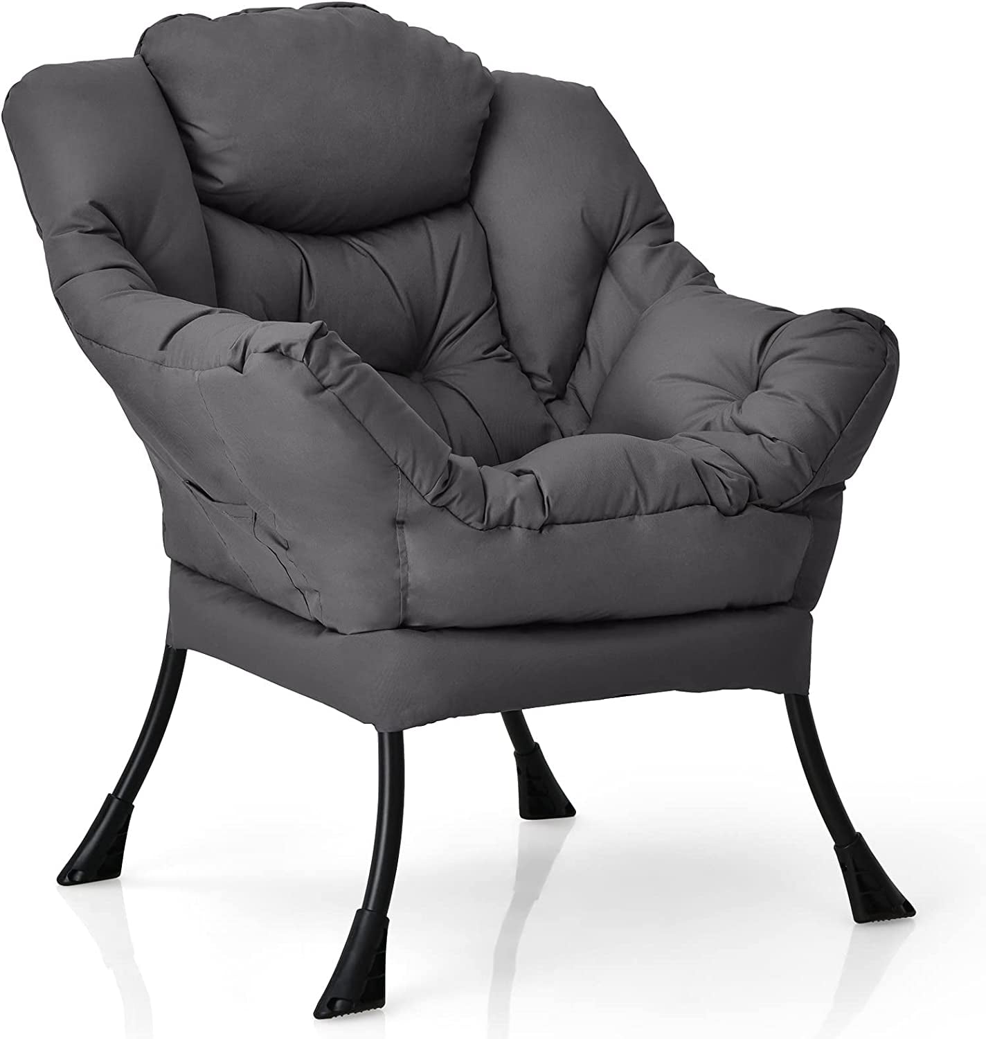 DORTALA Modern Lazy Chair, Single Sofa Chair w/Side Pocket and Armrests ...