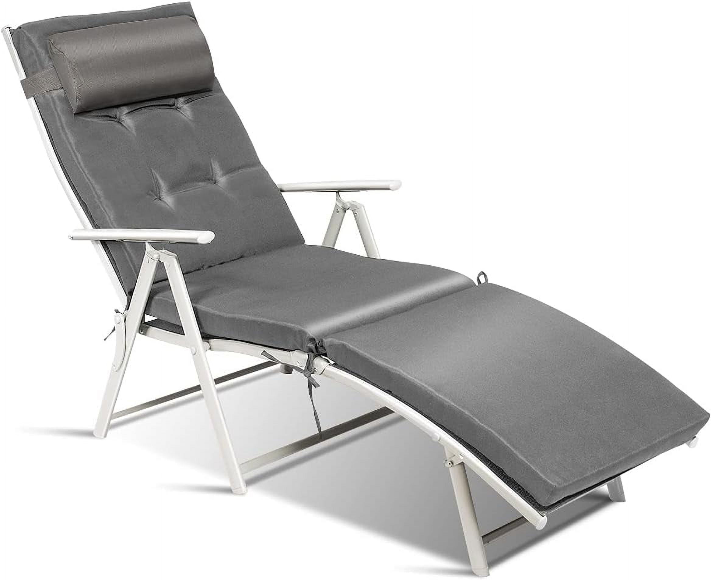 DORTALA Outdoor Folding Chaise Lounge Chair, Lightweight Recliner Chair ...