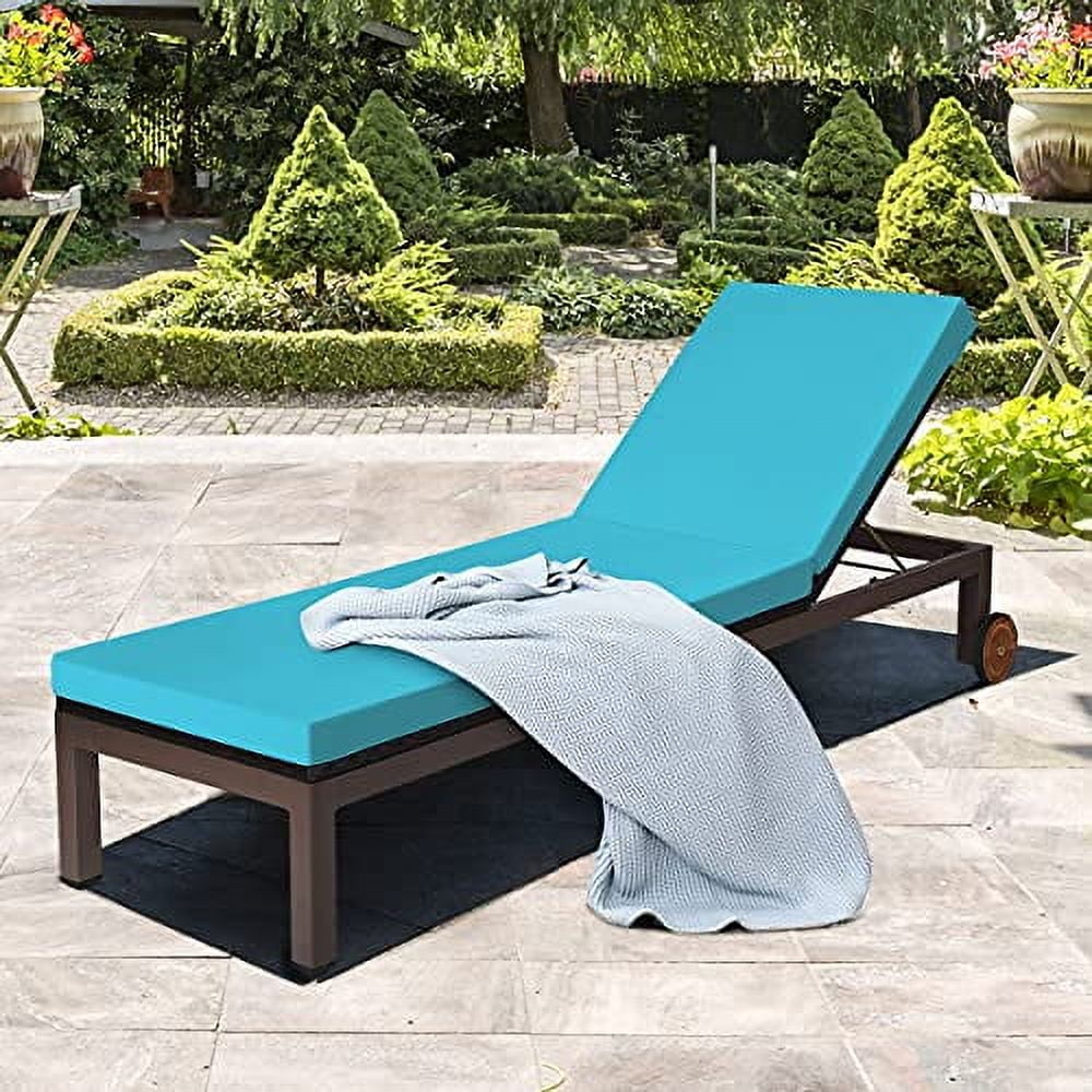 DORTALA Outdoor Pool Chaise Lounge Chair, Metal Rattan Lounger Recliner ...
