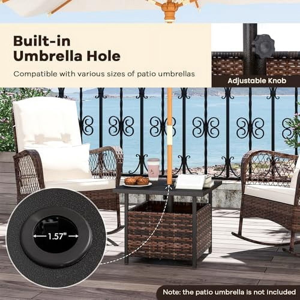 DORTALA Rattan Wicker Umbrella Square Side Table Outdoor Stand Garden ...