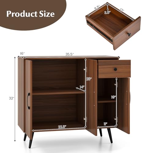 DORTALA Sideboard Buffet Cabinet, Coffee Bar Cabinet with Drawer, 2 ...