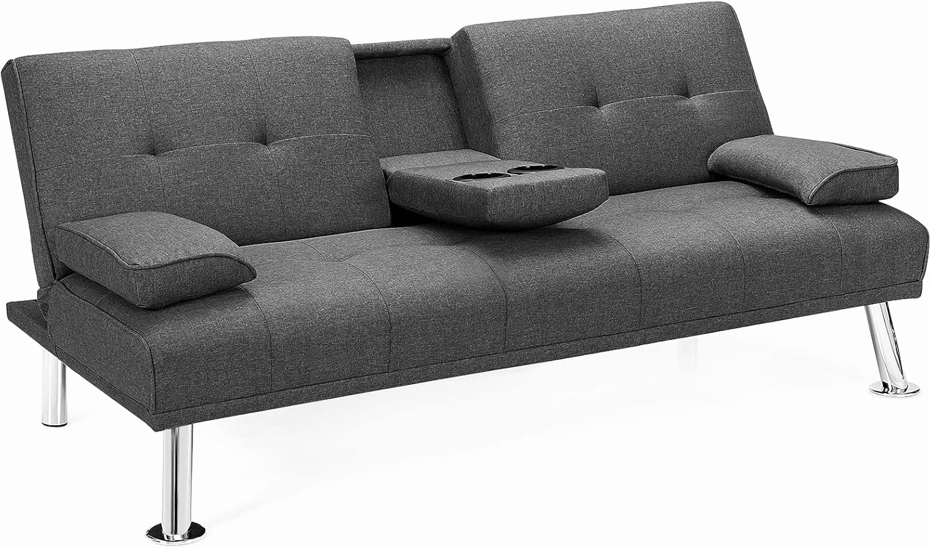 DORTALA Sofa Bed, Futon Sofa w/Iron Leg, Adjustable Angle Function ...