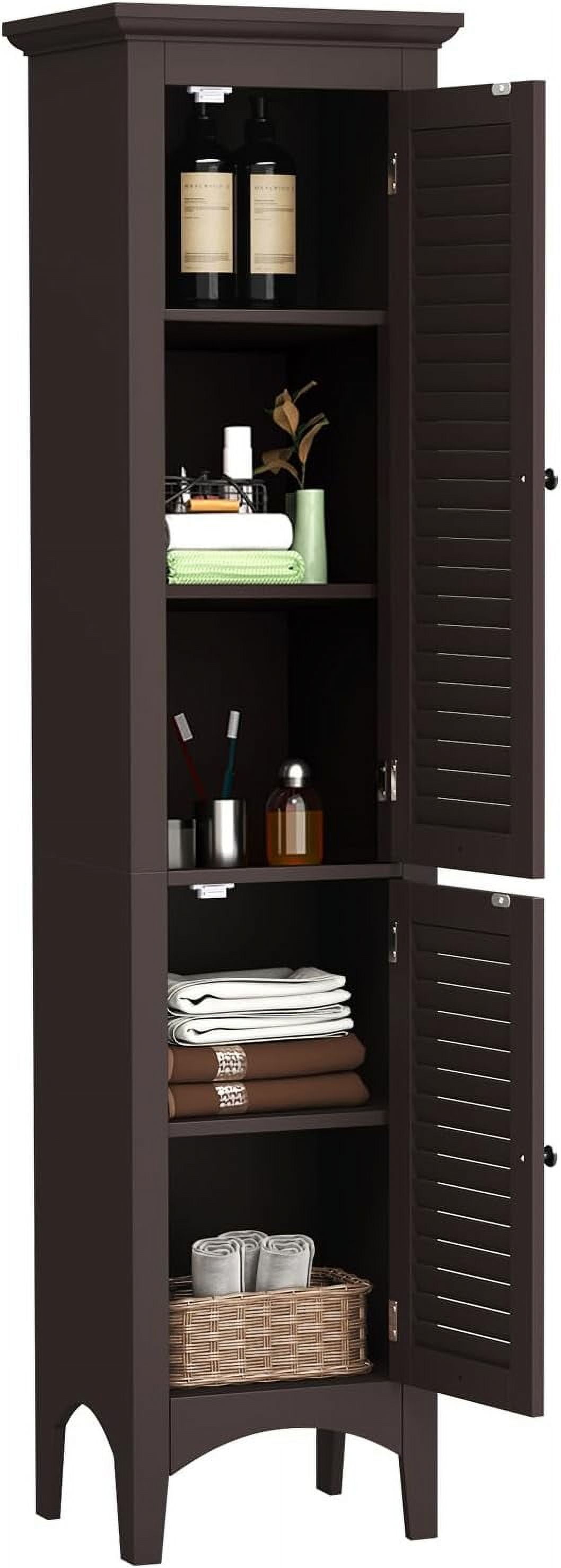 DORTALA Tall Narrow Bathroom Storage Cabinet, 63" Tall 5-Tier ...