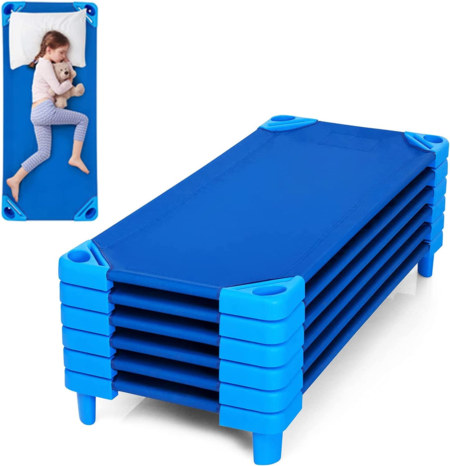 DORTALA Toddler Daycare Cots, Pack of 6, Stackable Sleeping Cots for ...